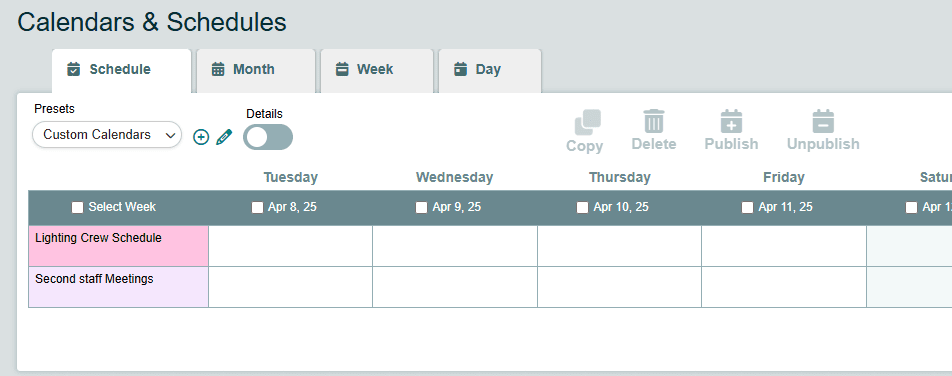 Creating and Editing Calendars